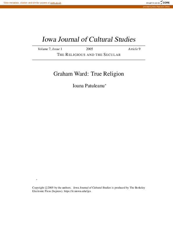 (PDF) Graham Ward: True Religion