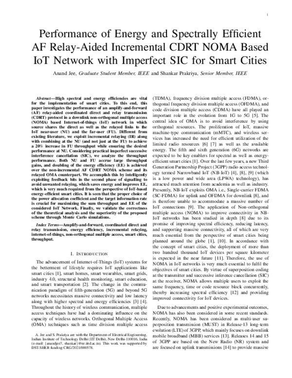 Pdf Performance Of Energy And Spectrally Efficient Af Relay Aided Incremental Cdrt Noma Based 