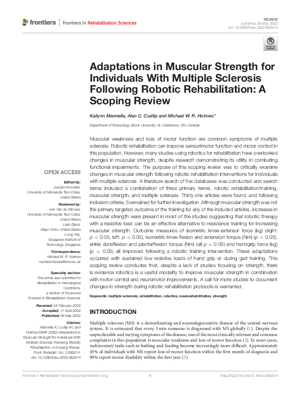 (PDF) Adaptations in Muscular Strength for Individuals With Multiple ...
