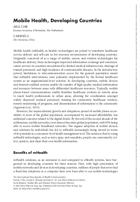 (PDF) Mobile Health, Developing Countries