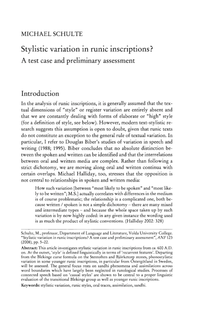 (PDF) Stylistic variation in runic inscriptions? A test case and ...