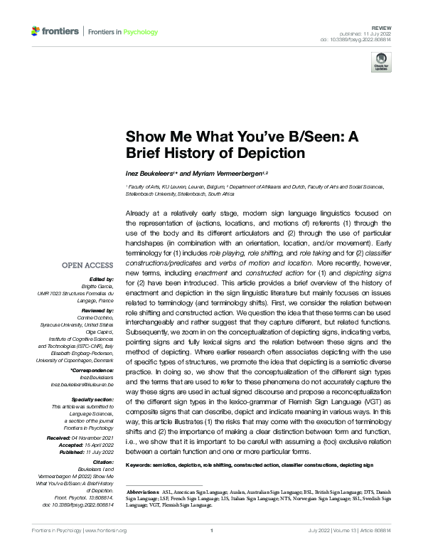 (PDF) Show Me What You’ve B/Seen: A Brief History of Depiction