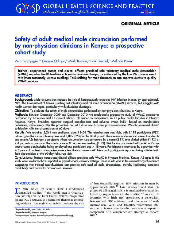 (PDF) Safety of adult medical male circumcision performed by non ...