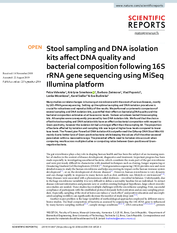 (PDF) Stool sampling and DNA isolation kits affect DNA quality and ...