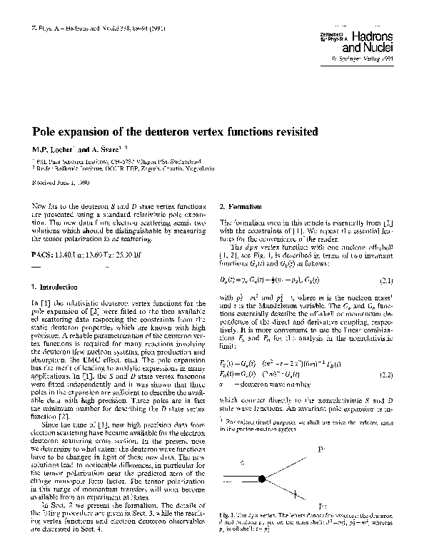 (PDF) Pole expansion of the deuteron vertex functions revisited