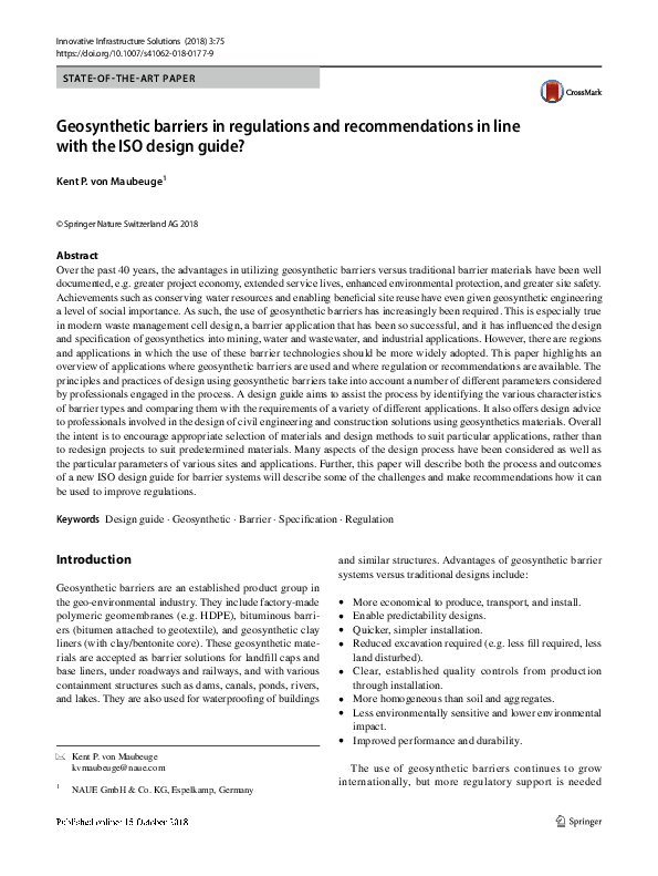 (PDF) Geosynthetic barriers in regulations and recommendations in line ...
