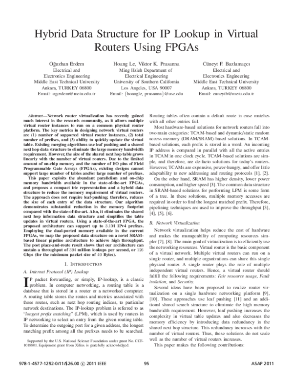 (PDF) Hybrid data structure for IP lookup in virtual routers using FPGAs