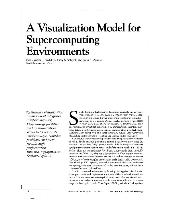 (PDF) A visualization model for supercomputing environments