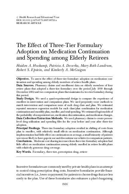 (PDF) The Effect of Three-Tier Formulary Adoption on Medication ...