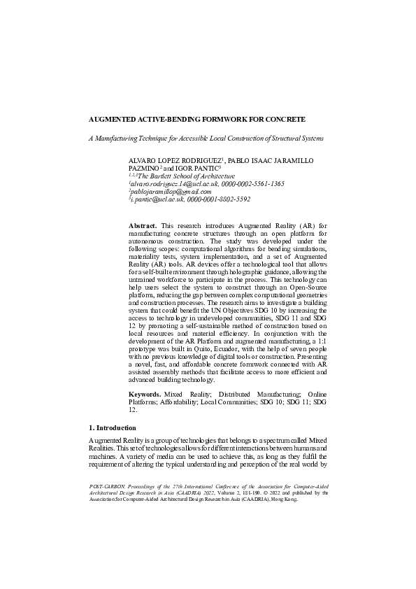 (PDF) Augmented Active-Bending Formwork for Concrete - A Manufacturing ...