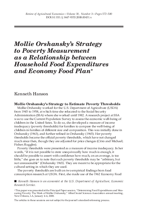 (PDF) Mollie Orshansky's Strategy to Poverty Measurement as a ...