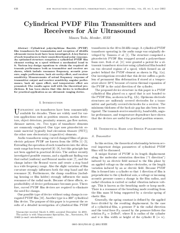 (PDF) Cylindrical PVDF film transmitters and receivers for air ultrasound
