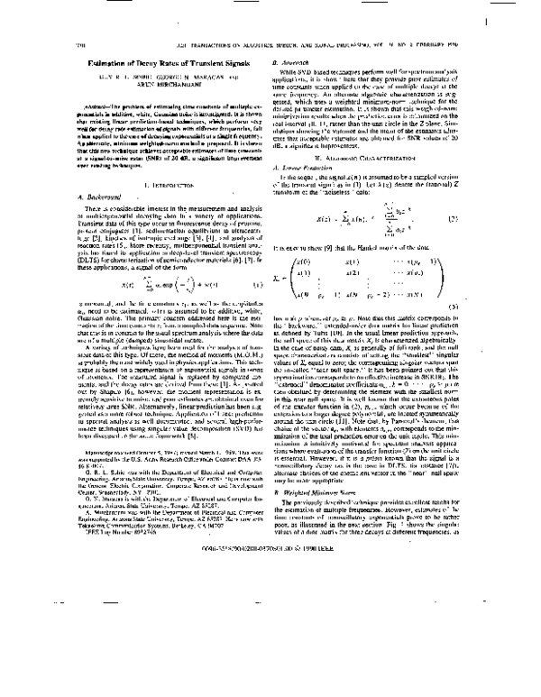 (PDF) Estimation of decay rates of transient signals