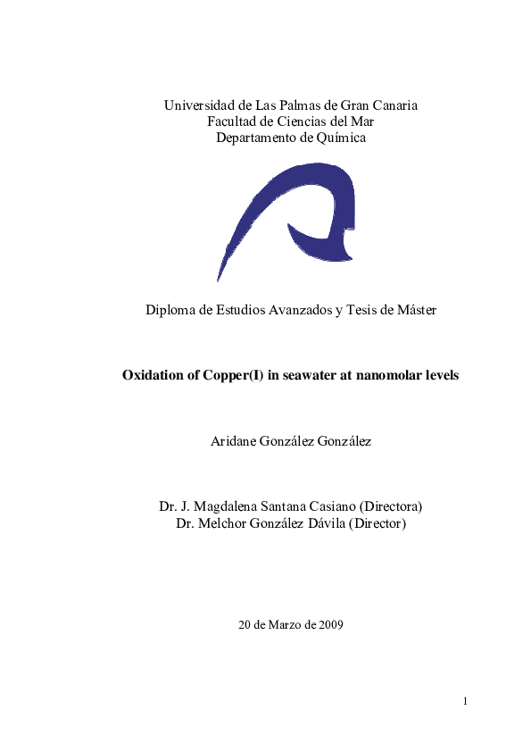 Pdf Oxidation Of Copper I In Seawater At Nanomolar Levels J