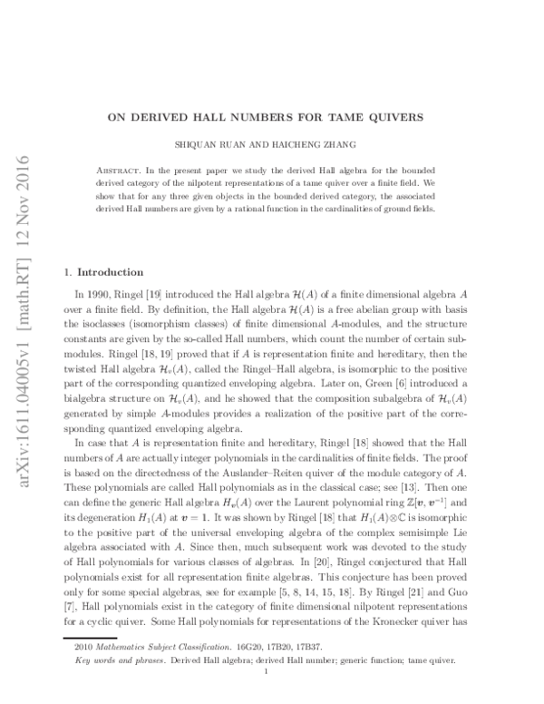 (PDF) On derived Hall numbers for tame quivers