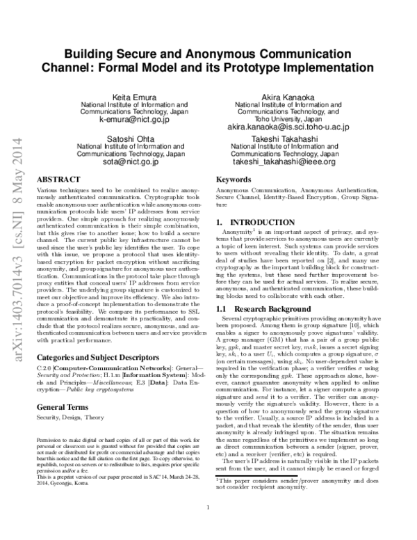 (PDF) 4 Building Secure and Anonymous Communication Channel: Formal Model and its Prototype ...