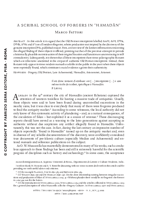 (PDF) A Scribal School of Forgers in "Hamadān"