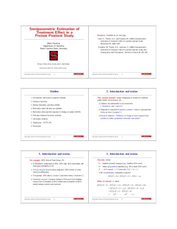 Pdf Semiparametric Estimation Of Treatment Effect In A Pretest