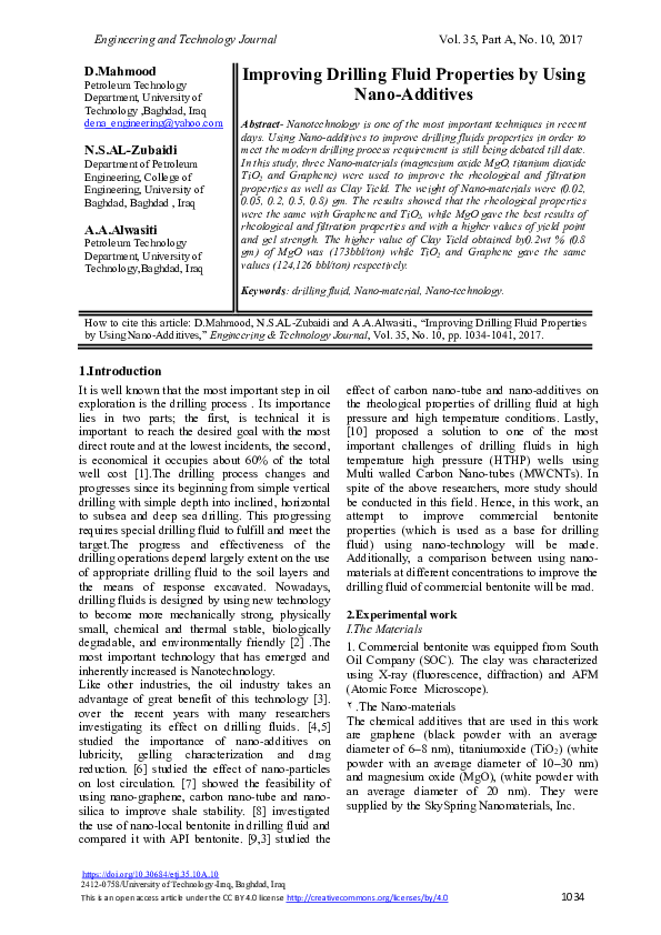(PDF) Improving Drilling Fluid Properties by Using Nano-Additives