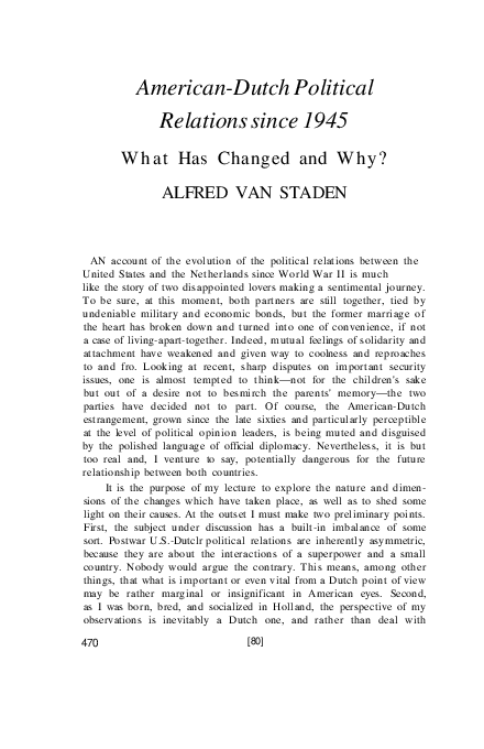 (PDF) American-Dutch political relations since 1945. What has changed ...