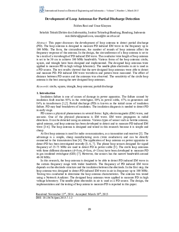 (PDF) Development of Loop Antennas for Partial Discharge Detection
