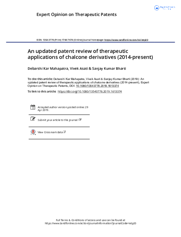 (PDF) An updated patent review of therapeutic applications of chalcone ...