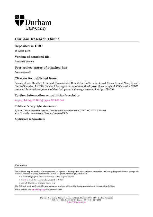 (PDF) A simplified algorithm to solve optimal power flows in hybrid VSC-based AC/DC systems