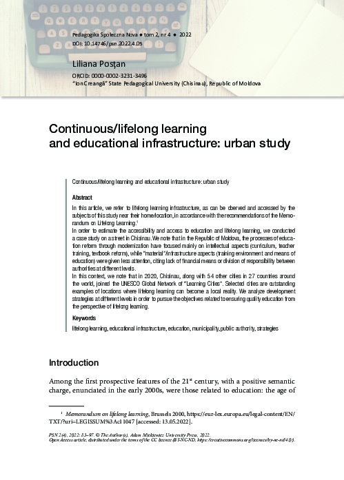 (PDF) Continuous/lifelong learning and educational infrastructure ...
