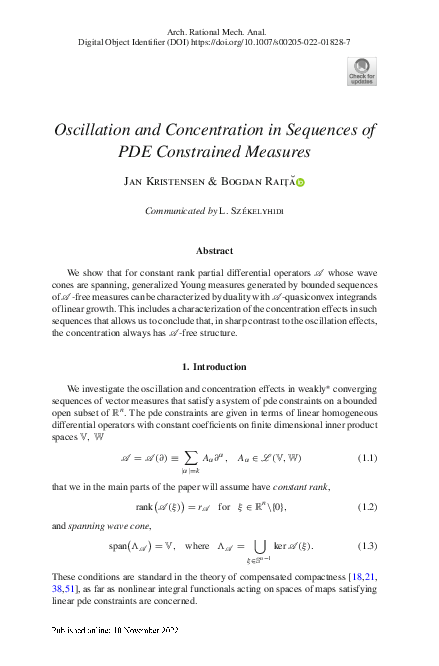 (PDF) Oscillation and Concentration in Sequences of PDE Constrained Measures