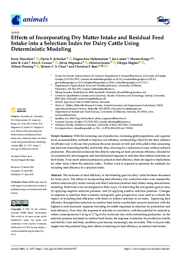 (PDF) Effects of Incorporating Dry Matter Intake and Residual Feed ...