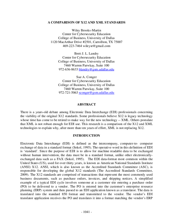 (PDF) A comparison of X12 and XML standards