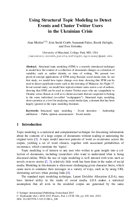 (PDF) Using Structural Topic Modeling to Detect Events and Cluster ...