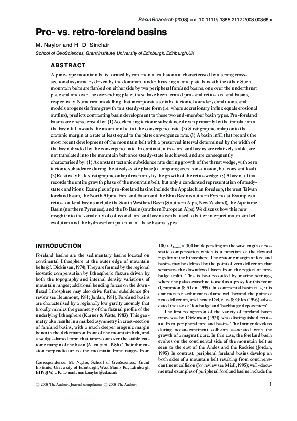 (PDF) Pro- vs. retro-foreland basins