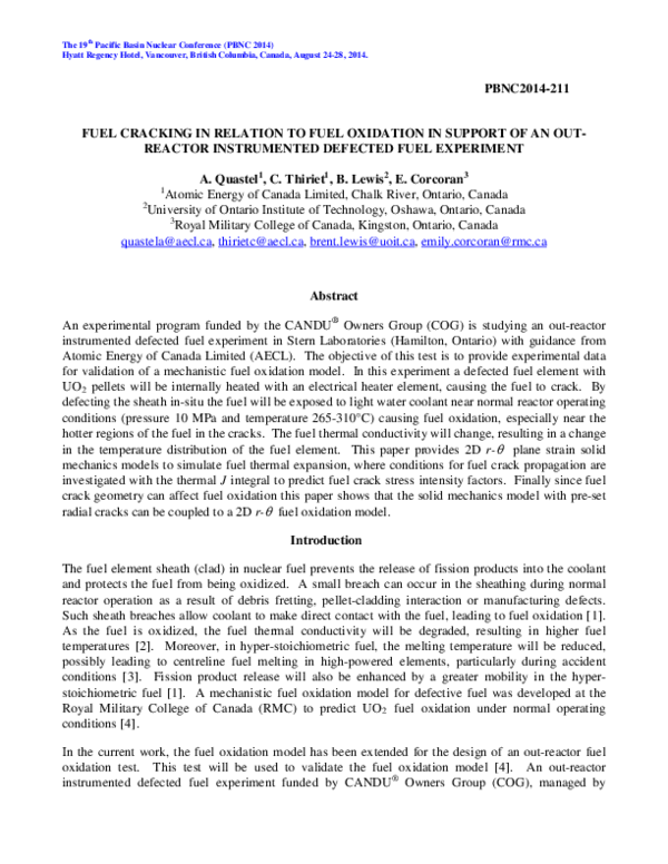 (PDF) Fuel Cracking in Relation to Fuel Oxidation in Support of an Out ...