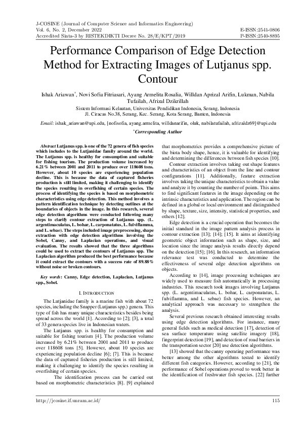 Pdf Performance Comparison Of Edge Detection Method For Extracting