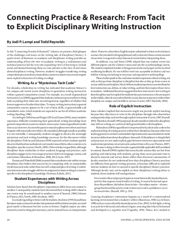 (PDF) Connecting Practice & Research: From Tacit to Explicit ...