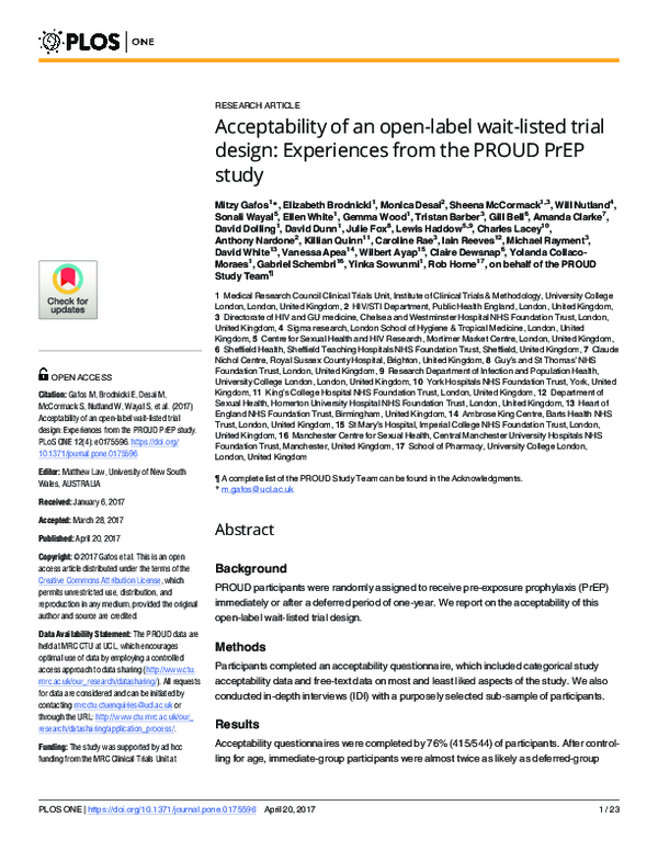 (PDF) Acceptability of an open-label wait-listed trial design ...
