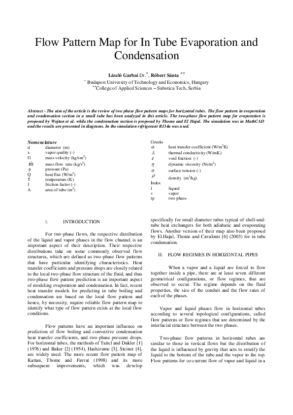 (PDF) Flow Pattern Map for In Tube Evaporation and Condensation
