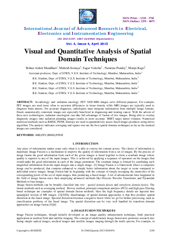 (PDF) Visual and Quantitative Analysis of Spatial Domain Techniques ...
