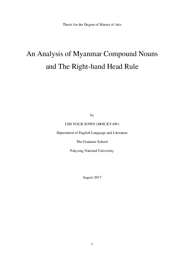 (PDF) Myanmar compound noun and the right-hand head rule