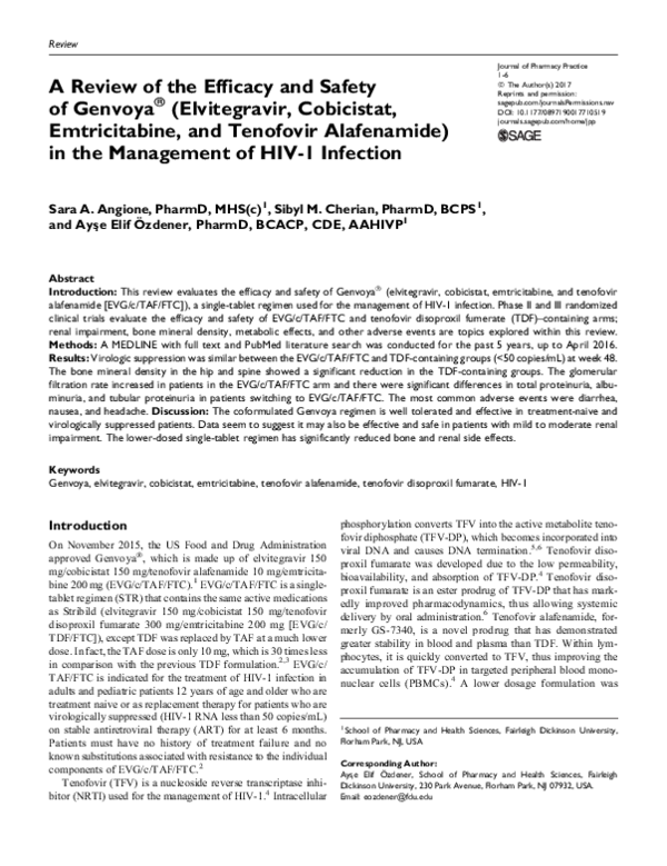 (PDF) A Review of the Efficacy and Safety of Genvoya® (Elvitegravir ...