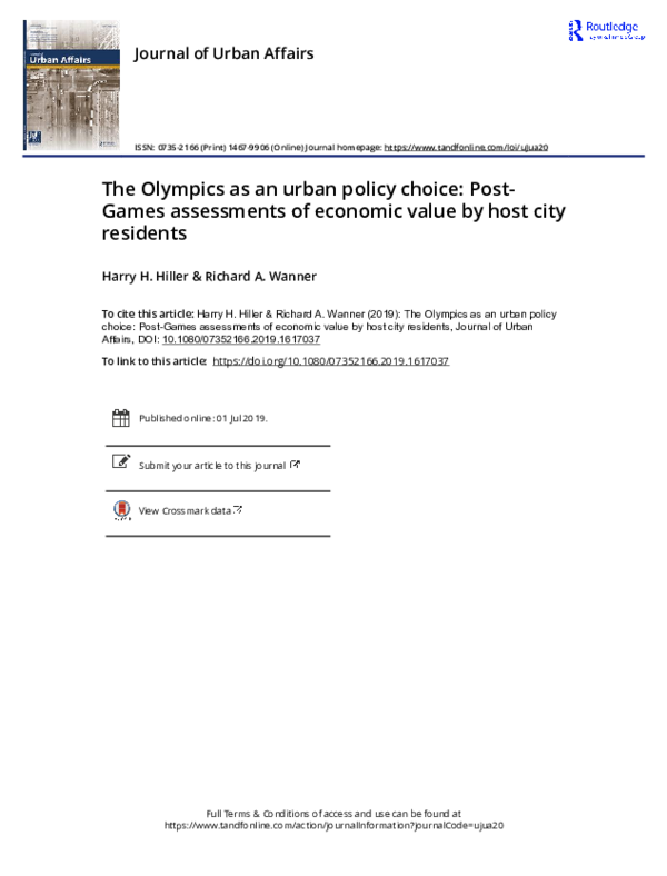(PDF) The Olympics as an urban policy choice: Post-Games assessments of ...