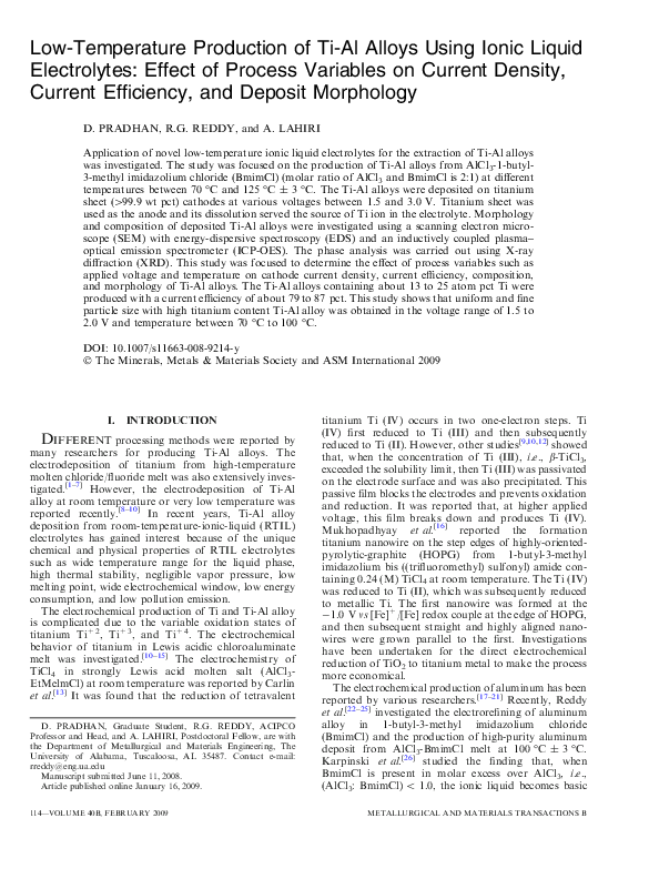 (PDF) Low-Temperature Production of Ti-Al Alloys Using Ionic Liquid ...