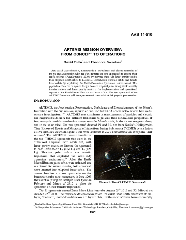 (PDF) ARTEMIS Mission Overview: From Concept to Operations