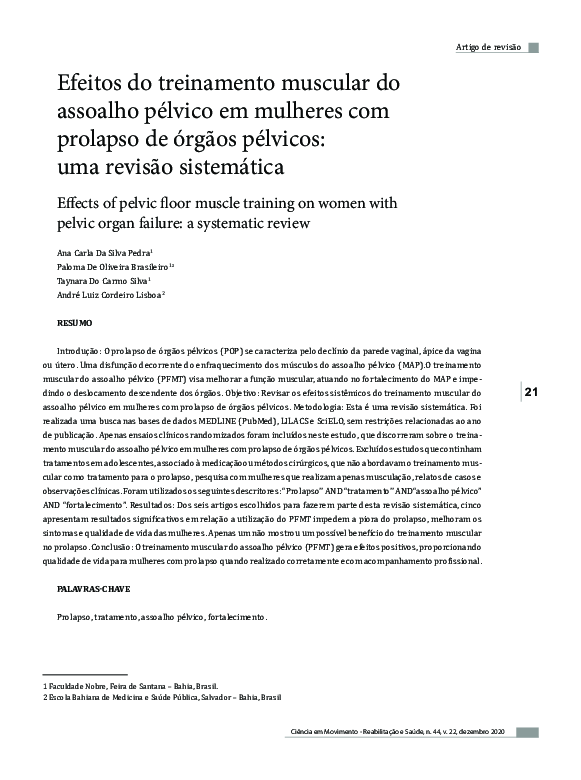 Pdf Efeitos Do Treinamento Muscular Do Assoalho Pélvico Em Mulheres 6466