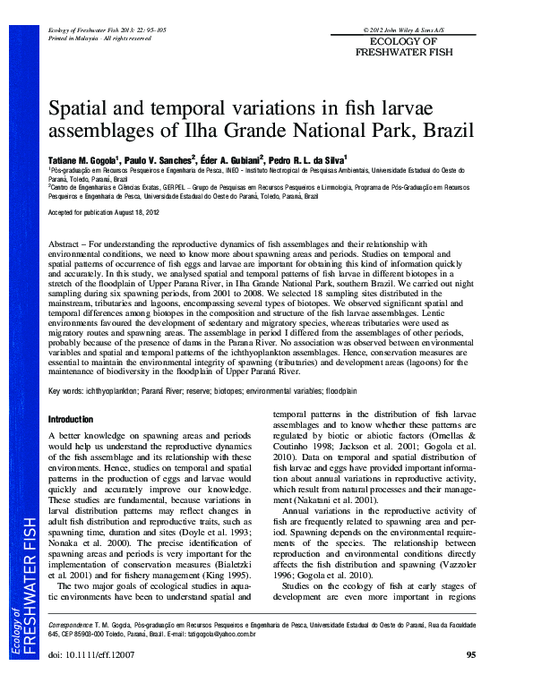 (PDF) Spatial and temporal variations in fish larvae assemblages of Ilha Grande National Park ...