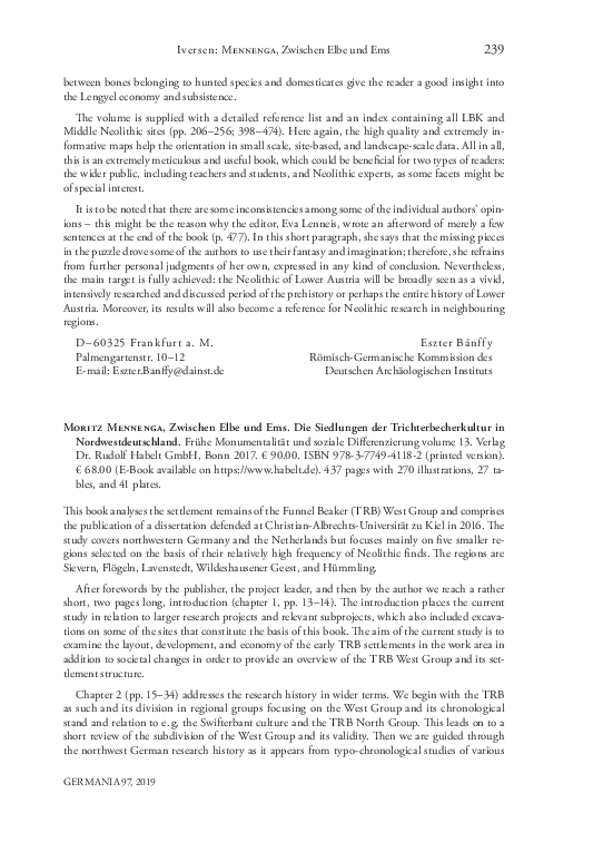 (PDF) Moritz Mennenga, Zwischen Elbe und Ems. Die Siedlungen der ...