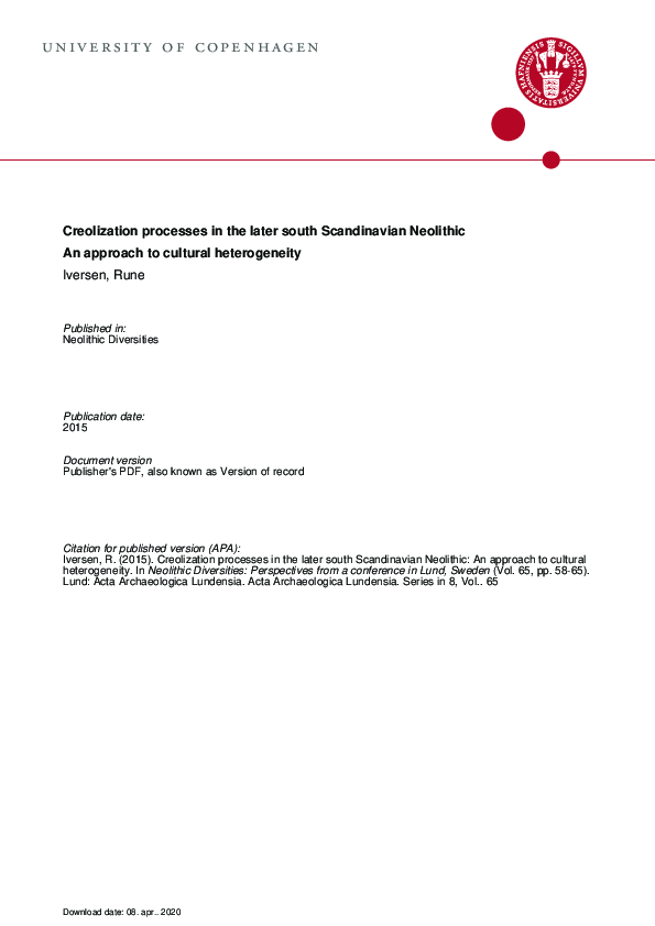 (PDF) Creolization processes in the later south Scandinavian Neolithic ...