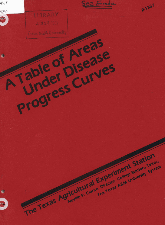 (PDF) Table of Areas Under Disease Progress Curves