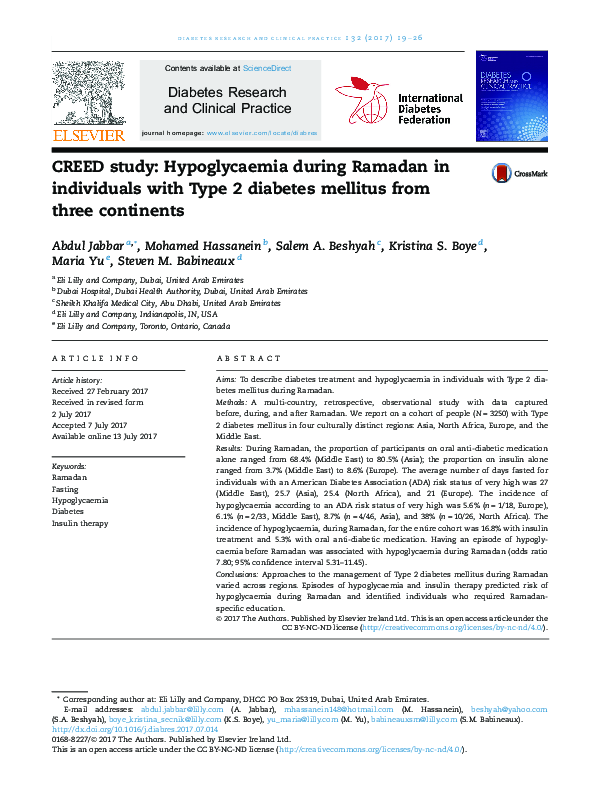 (PDF) CREED study: Hypoglycaemia during Ramadan in individuals with ...